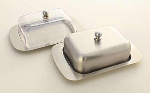 Zoie + Chloe Stainless Steel Butter Dish with Easy to Hold Lid