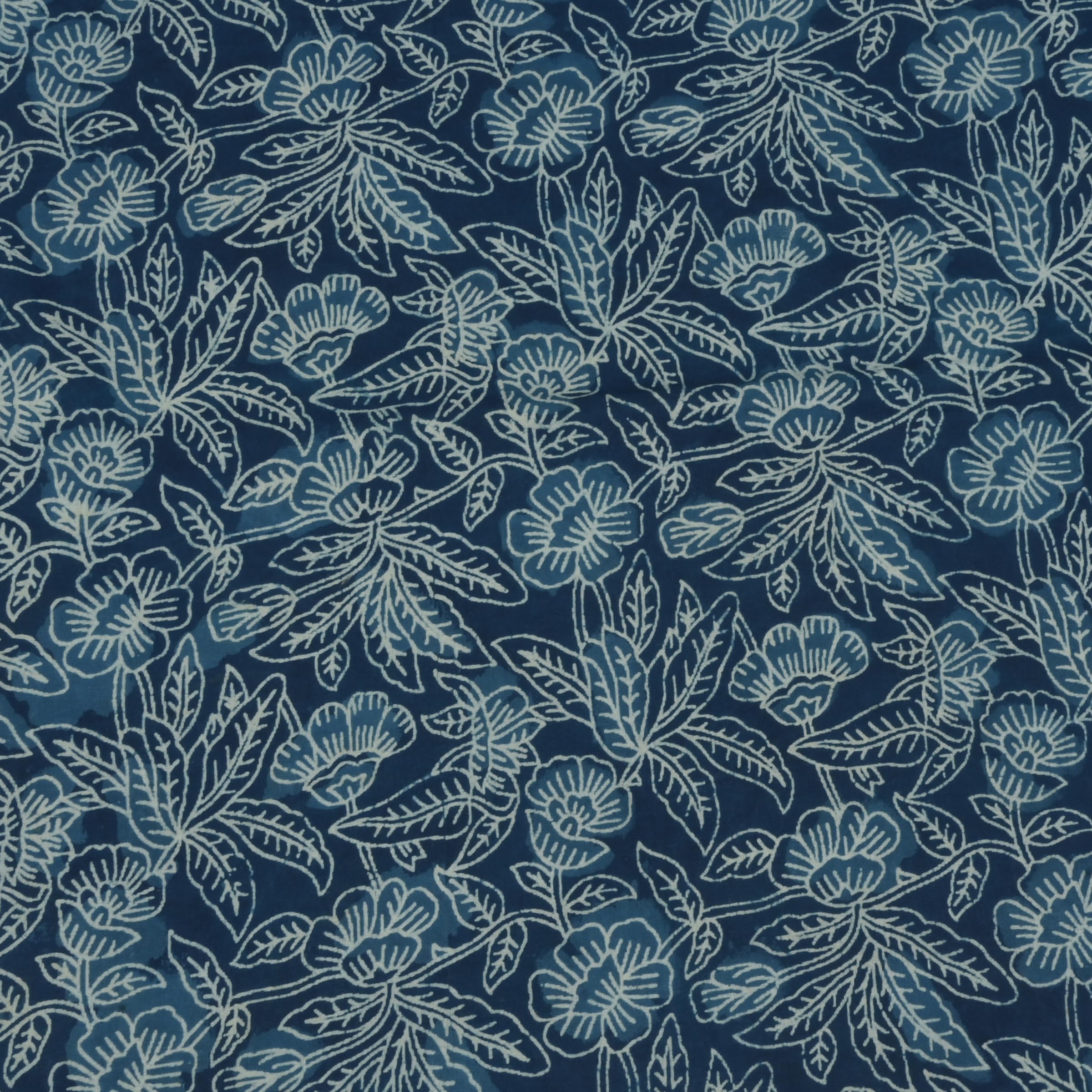 The Cozy Creations Hand Block Print Fabric by 5 Yard - PRECUT 5 Yard 44 Inch Width - 100% Cotton Material - Indigo Blue & White Floral Pattern - Light Weight Indian Cloth for Making Summer Dress