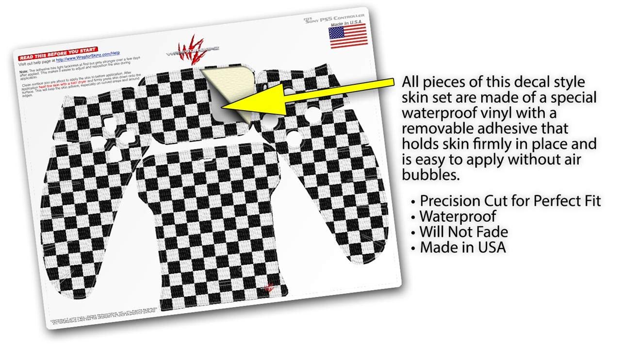 WraptorSkinz Skin Wrap compatible with Sony PS5 DualSense Controller Checkered Canvas Black and White (CONTROLLER NOT INCLUDED)