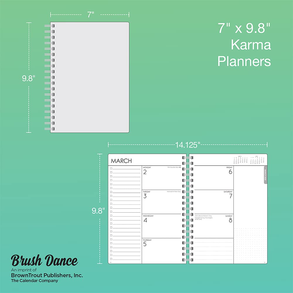 Big Ambitions 2022 6.9 x 9.8 Inch Weekly Karma Planner by Brush Dance | Thicker and Bigger than Average Planner | Artwork Motivation Inspiration