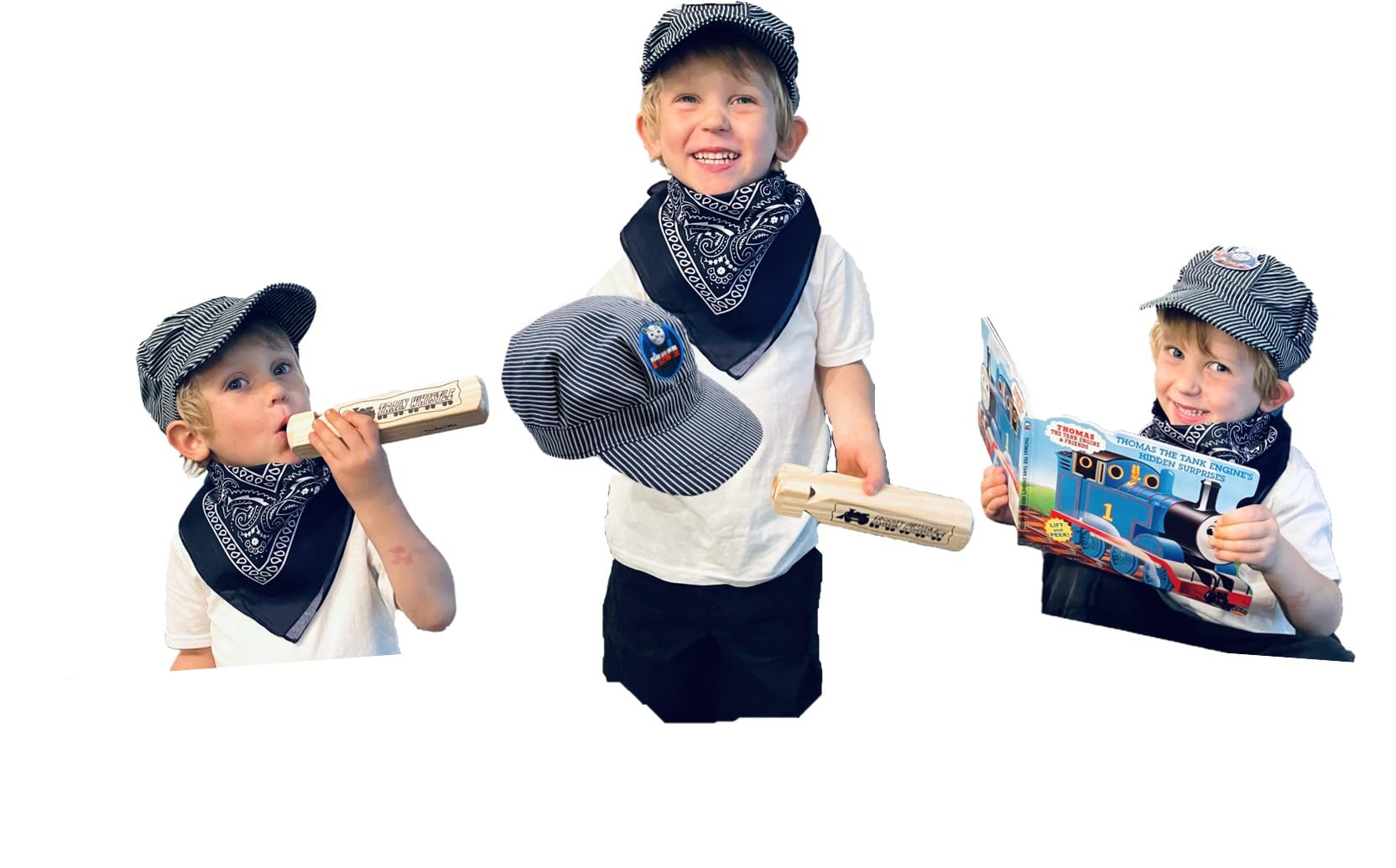 ProductMix Thomas The Train Hat Gift Set with Navy Blue Bandana and Whistle (3 Items) -Toddler/Preschool Boys