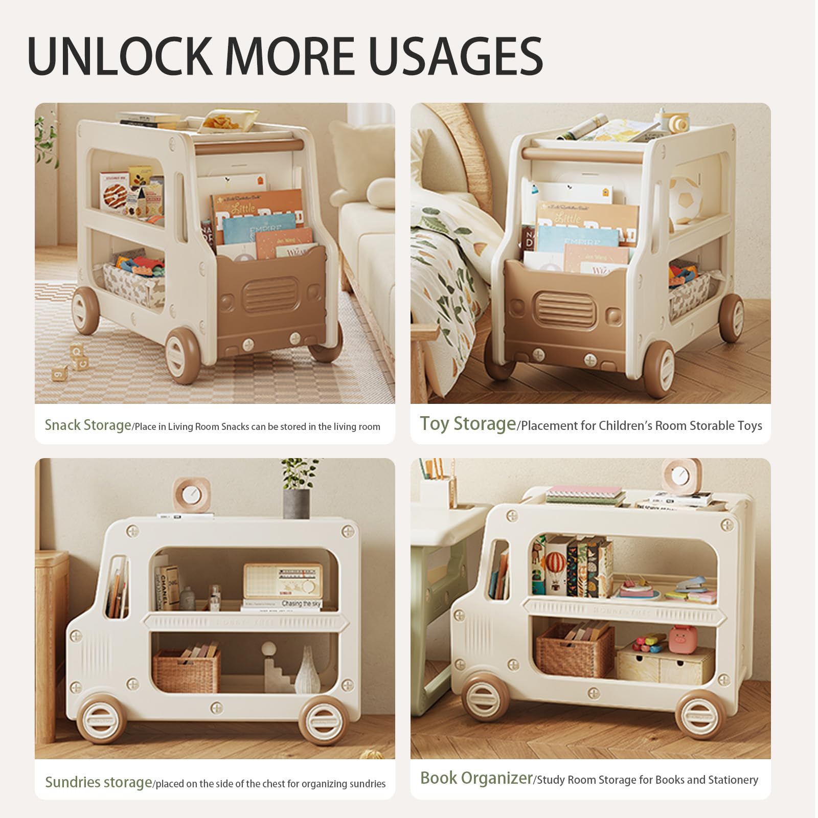Deer COCO Toy Organizers And Storage For Kids, 2 Layers Toy Storage Cabinet Toy Chests With Bins Multipurpose Bookcase For Nursery, Playroom, Bedroom, Living Room (Tan/No Blockes
