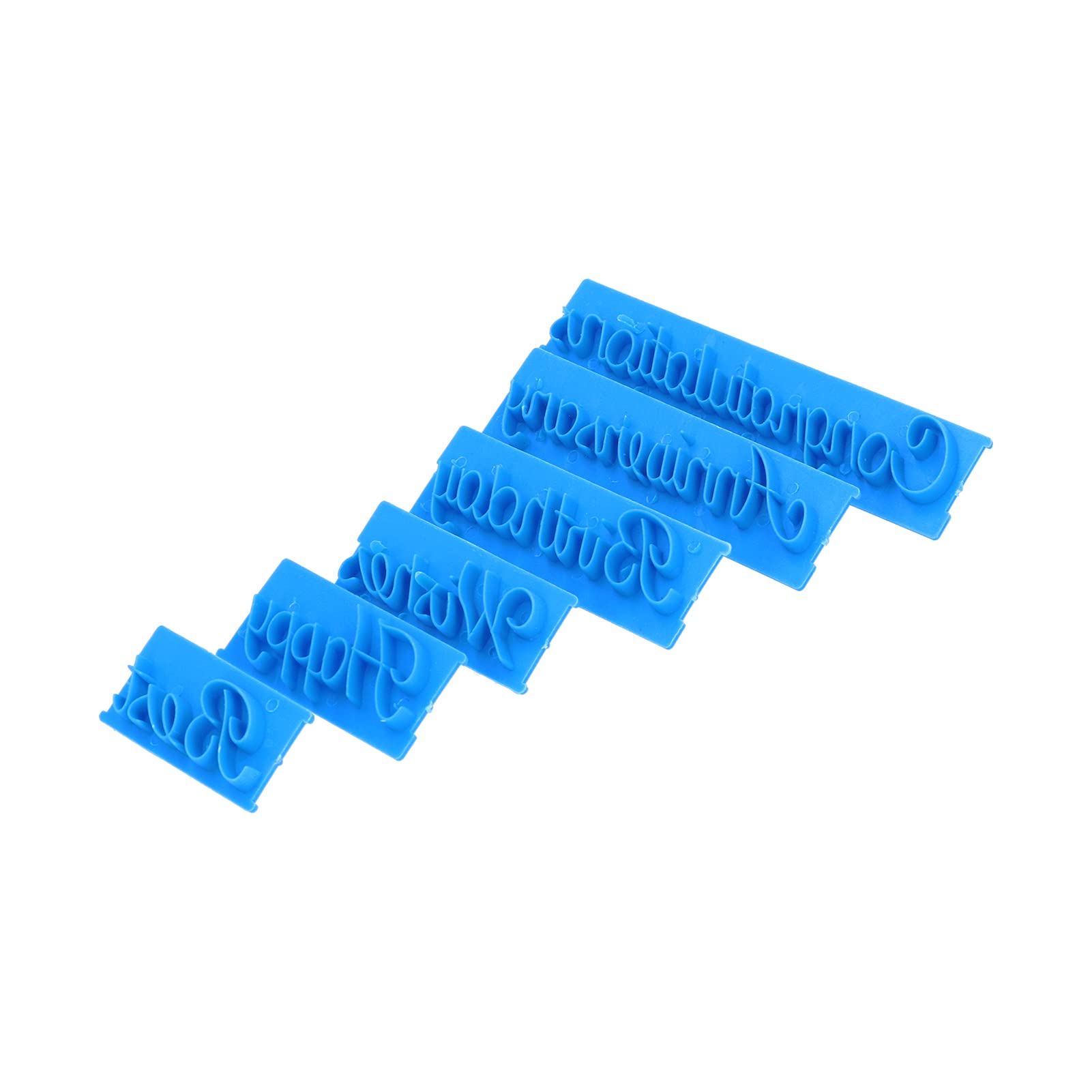 Cake Mold Words Stamp, Cookie Stamps, Words Stamp Happy Birthday Congratulation Anniversary Best Wishes Handwritten Letter Cutter Set Cake Decoration for DIY Cake Cookies Pastry (Blue)