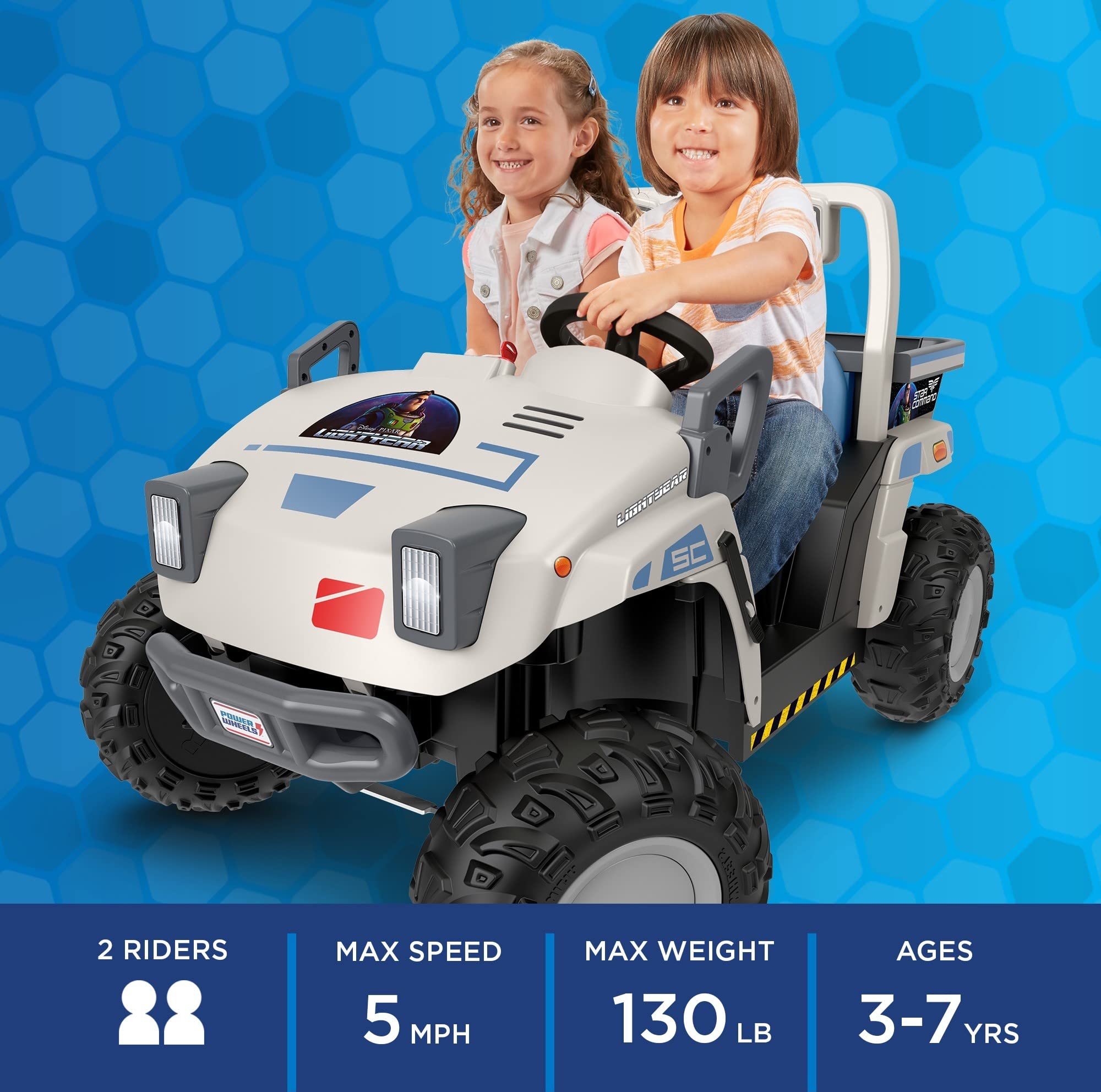 Power Wheels Star Command Base Transport Vehicle Ride-On, Disney and Pixar Lightyear, Battery-Powered Toy for Preschool Kids Ages 3 Years+