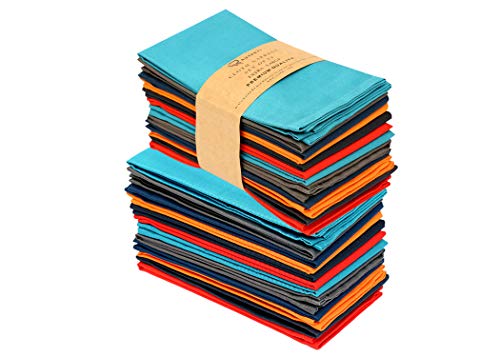 Ruvanti Cloth Napkins Set of 12, 18x18 Inches Napkins Cloth Washable, Soft, Durable, Absorbent, Cotton Blend. Table Dinner Napkins Cloth for Hotel, Lunch, Restaurant, Weddings, Parties - Multi Color