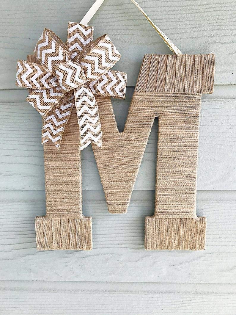 Buffalo Plaid Personalized Door Monogram-Burlap Front Door Decor Monogram-Door Decorations-Weatherproof