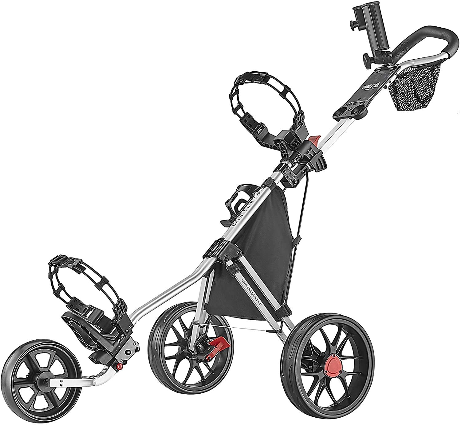 Caddytek CaddyLite 11.5 V3 3 Wheel Golf Push Cart - SuperLite Deluxe, Lightweight, Easy To Fold Caddy Cart Pushcart , Silver , 53.5 x 27 x 45"
