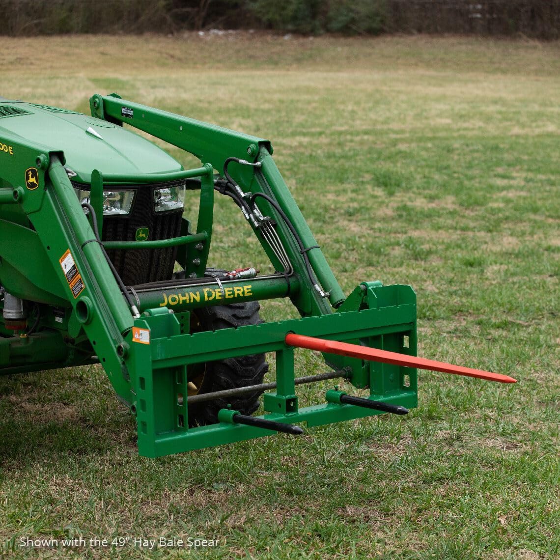 Titan Attachments Hay Frame Attachment, 39†Hay Bale Spear and Stabilizers, Rated 4,000 LB, Receiver Hitch, Fits John Deere Loaders