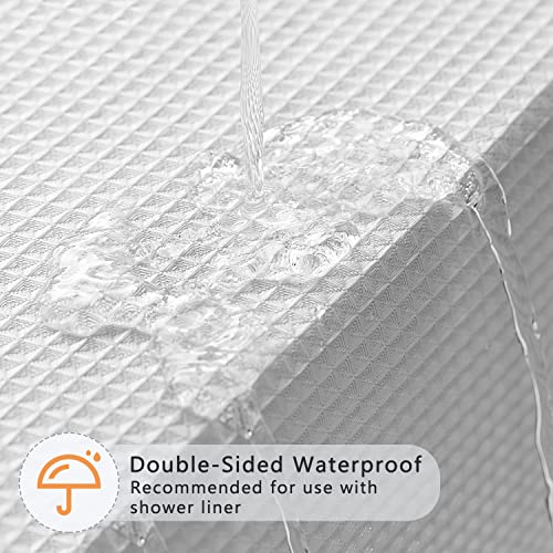 PEDBANRO White Shower Curtain - Waffle Weave Textured Fabric Shower Curtains for Bathroom, Machine Washable Waterproof Soft Cloth & Hotel Quality, Rust Resistant Grommets Weighted Bottom Hem, 72x72