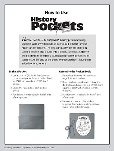 History Pockets: Life in Plymouth Colony, Grades 1-3
