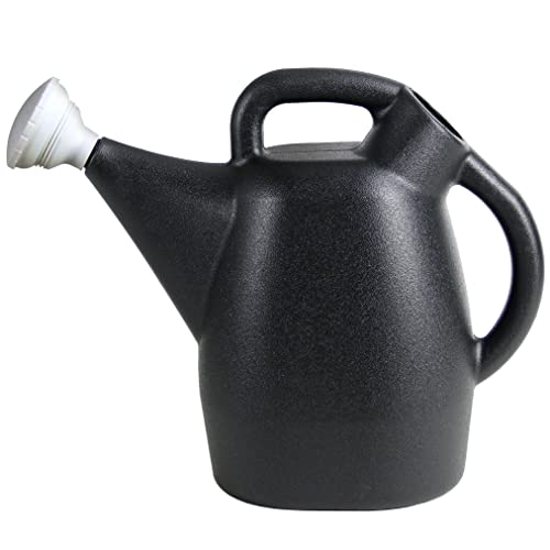 Chapin 47998 Made in USA 2-Gallon Tru-Stream Outdoor and Indoor 100% Recycled Plastic Watering Can, Removable Nozzle, Leak Free, Drip Free, Black with White Nozzle