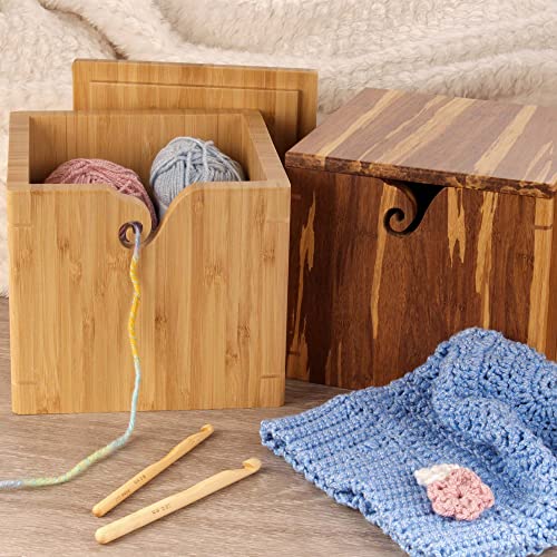 JubileeYarn Bamboo Yarn Bowl with Lid - Holder Knitting Crochet Accessories - Extra Large Tiger Stripe - 1 Box