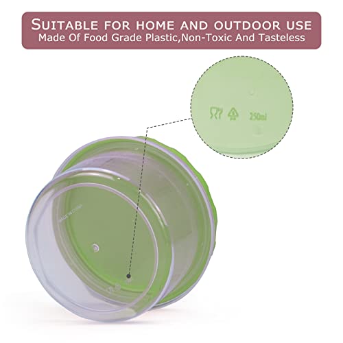 Jucaifu 8 Ounce reuseable small plastic freezer storage container jars with screw lid for food snacks lunch(16Pcs, Green)