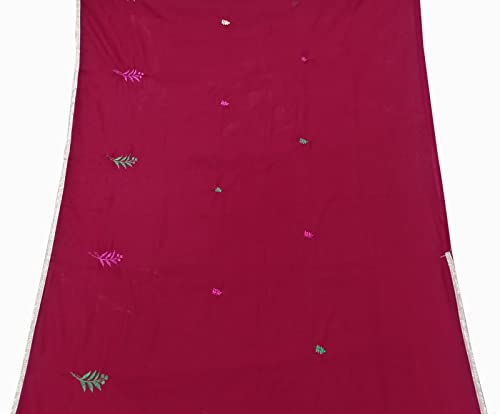 Peegli Indian Vintage Maroon Dress Material Georgette Blend Recycled Fabric Embroidered DIY Craft Textile