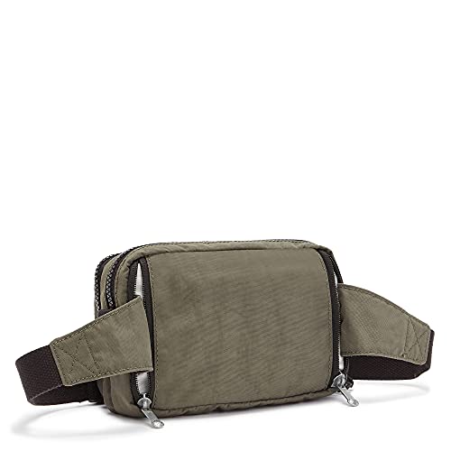 Kipling Women’s Abanu Crossbody Bag, Lightweight, Adjustable Nylon Waist Pack with Multi-Compartment Zip Pockets, Green Moss
