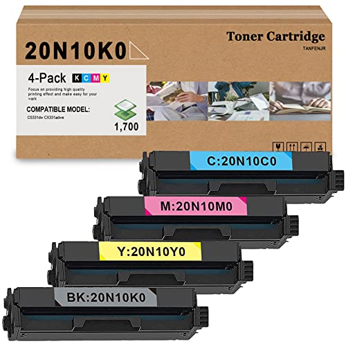 JUEL Compatible Replacement for Lexmark 4 Pack CS331 20N10K0 20N10C0 20N10M0 20N10Y0 Toner Cartridge | Works with CS331dw CX331adwe Printer, (K/C/M/Y)