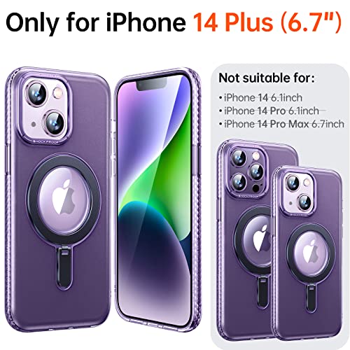 JUESHITUO for iPhone 14 Plus Case [Not Yellowing] [Military Grade Protection] [No.1 Strong Magnets] Magnetic Built-in Compatible with MagSafe Case 6.7 inch, Deep Purple
