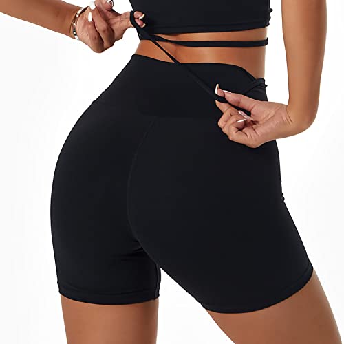CATOO High Waist Patchwork Moisture Wicking Fitness Short Shorts Machine Washable Yoga Shorts For Running (XL)