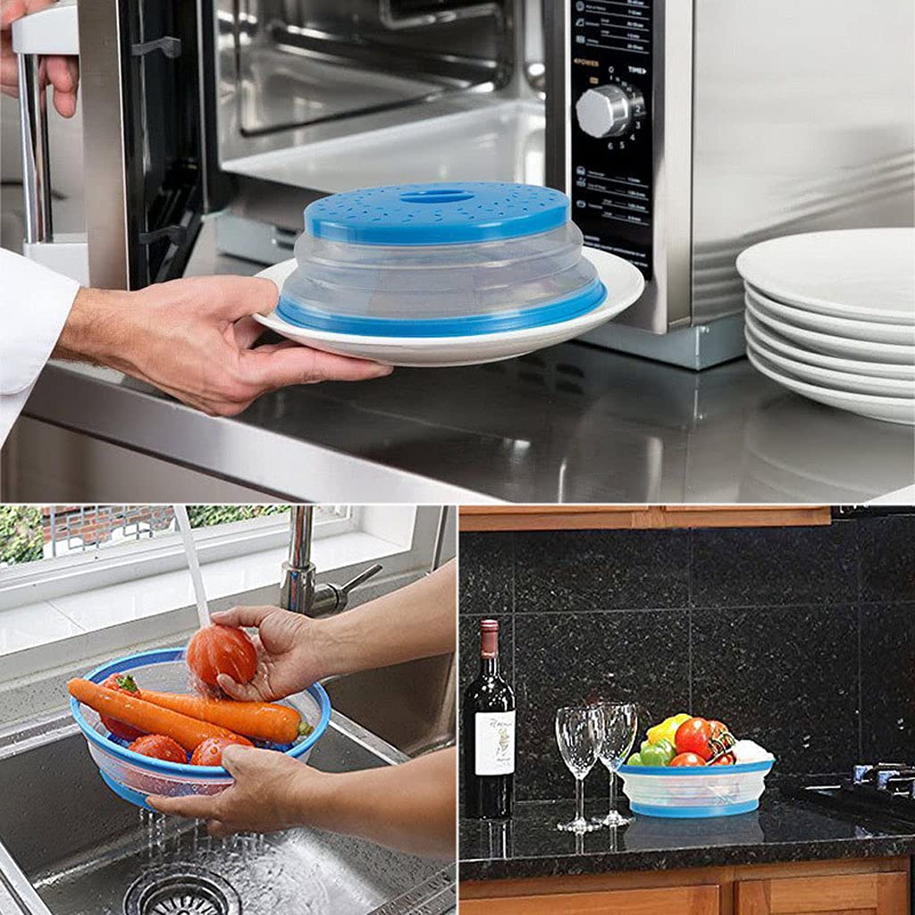Collapsible Microwave Splatter Cover For Food With Silicone Mats, 10.5 Inch, Dishwasher-safe, Microwave Plate Cover With Steam Vent,BPA-Free Silicone & Plastic (gray)