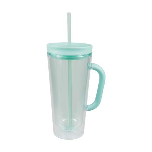 COOL GEAR 3-Pack 26 oz Spritz Tumbler with Straw and Handle | Pressure Fit Lid, Colored Re-Usable Tumbler Water Bottle with Straw and Handle - Variety Pack