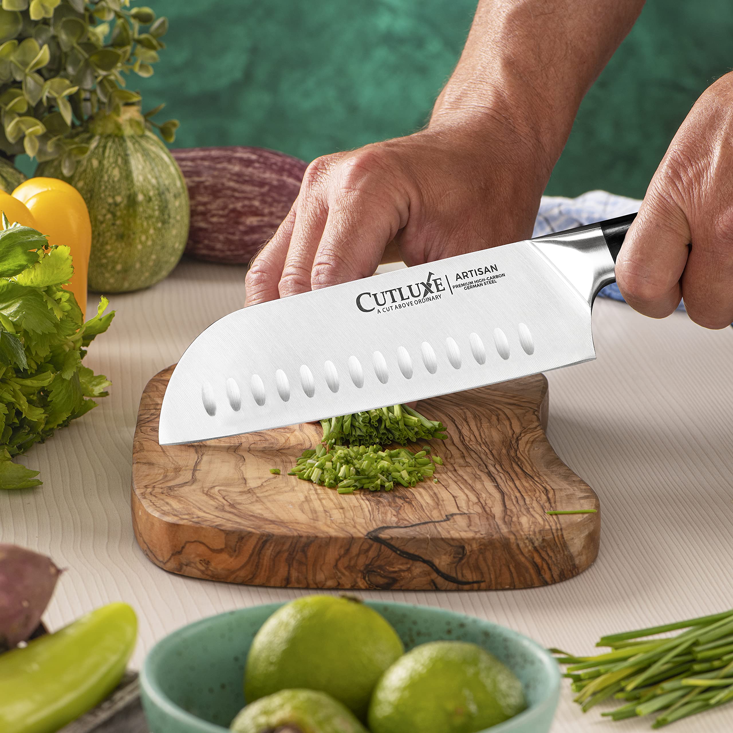 Cutluxe Chef, Santoku, Chopping and Paring Knife Setβ Forged High Carbon German Steel β Full Tang & Razor Sharp β Ergonomic Handle Design β Artisan Series