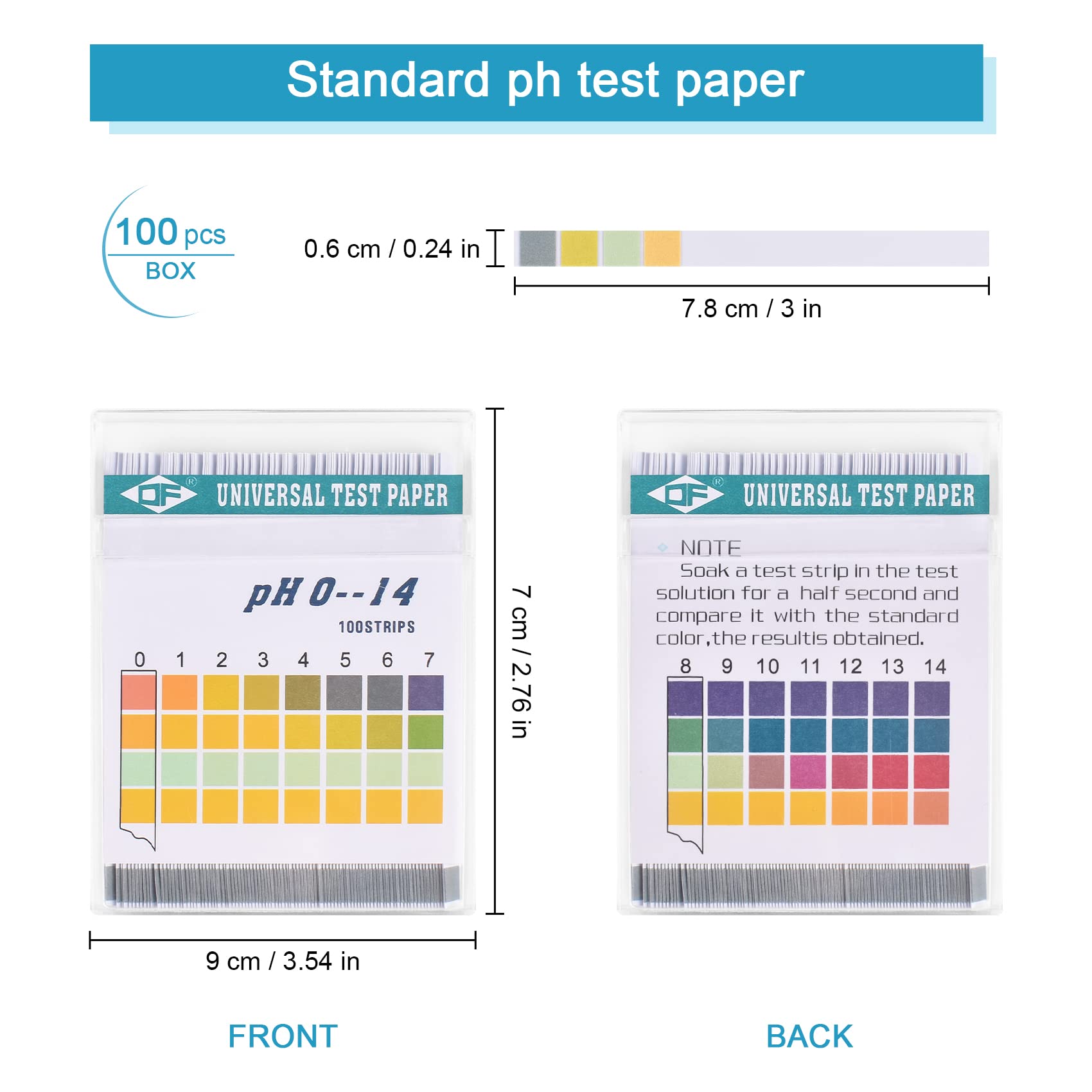PH Test Strips 0-14, 100PCS PH Strips Universal PH Test Paper PH-Indicator Strip to Test Drinking Water, Food, Pools, Aquariums, Saliva, Urine, Lab Monitoring