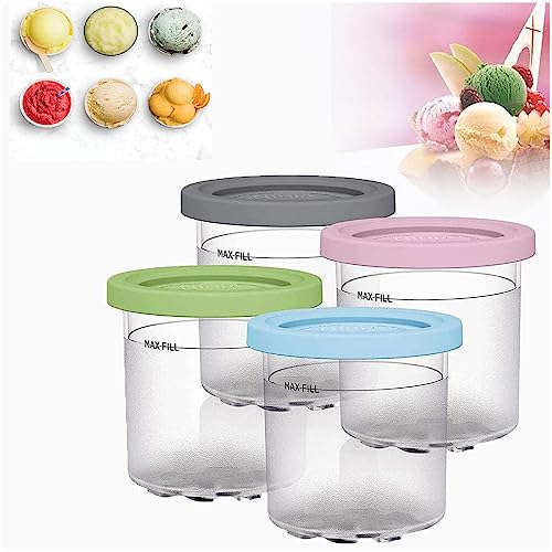Creami Containers, for Ninja Ice Cream Maker Pints,16 OZ Pint Containers Bpa-Free,Dishwasher Safe Compatible with NC299AMZ,NC300s Series Ice Cream Makers