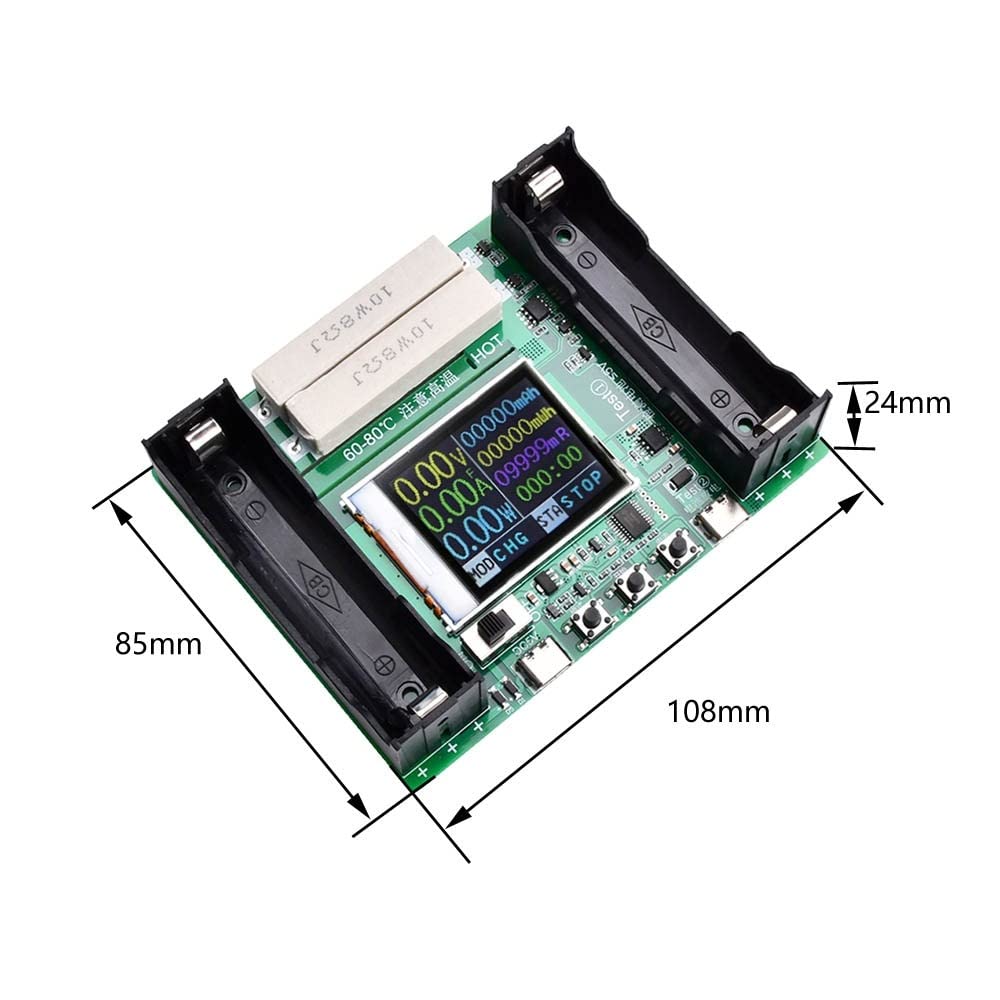 DONGKER 18650 Battery Capacity Tester,Charging Discharging Module 1.77" TFT Display Module for Measure 18650 Lithium Battery