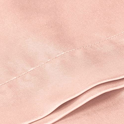 FOX-TECH Satin Pillowcase for Hair and Skin Set of 2, Super Soft and Smooth Pillowcase with Envelope Closure, Silk Pillow Case Queen 2 Pack, 20β x 30β (Light Pink)
