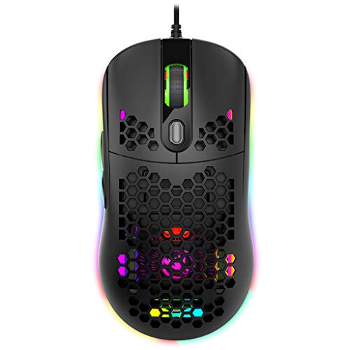 uvvy Cursor with Cable, 6 Gear DPI Mouse with Programmable Hole with Adjustable Cable RGB Mouse with Breathing Light