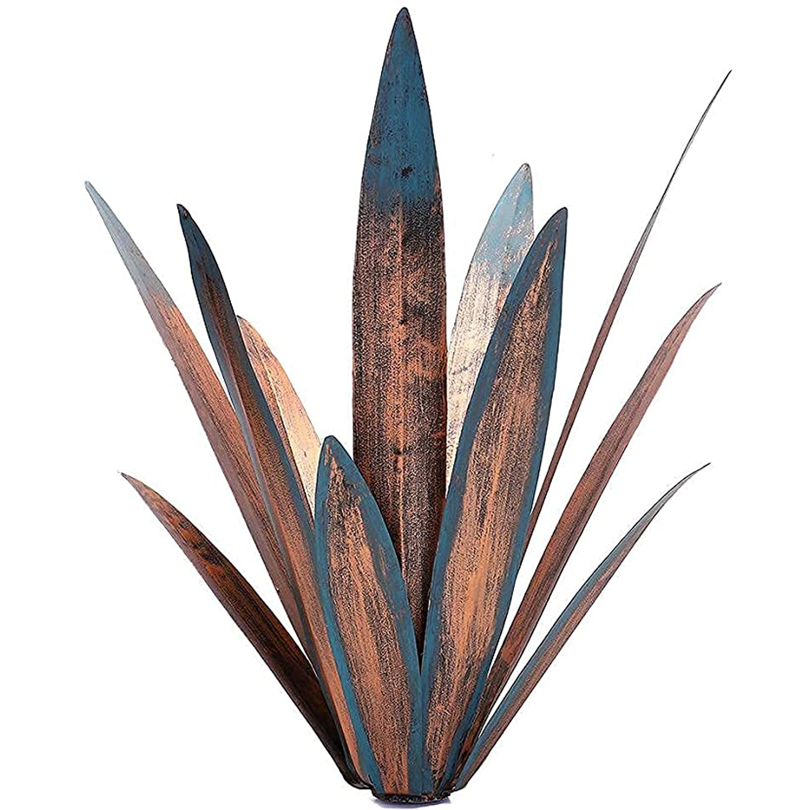 WYT-Fan Rustic Metal Agave Hand Painted Figurines for Patio Rustic Agave Decor DIY Tequila Art Agave Sculpture for Garden Decoration,Blue3,65cm
