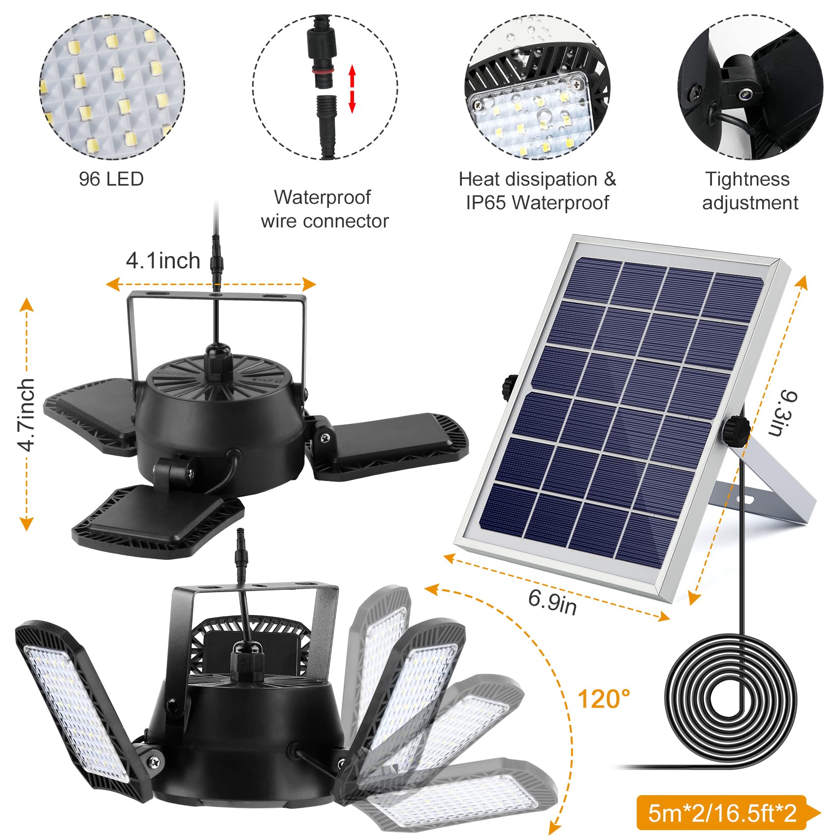 Tobeap Solar Outdoor Light, Waterproof Solar Pendant Lights,Indoor Safety Motion Sensor 800LM, Suspended Solar Shed Lights with Remote Control 4 Lighting Modes for Garden Yard Barn Gazebo Porch Coop