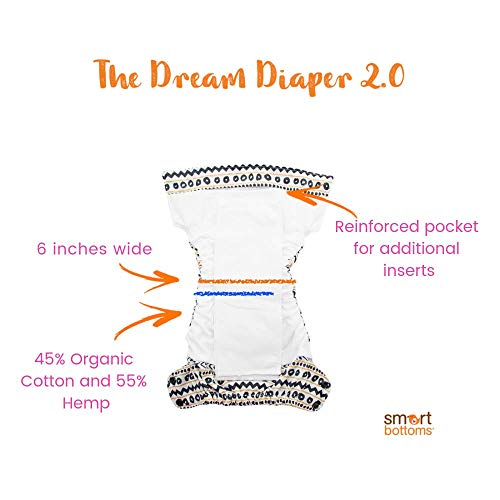No Prep Organic Cloth Diaper – Smart Bottoms Dream Diaper 2.0 – Washable, Reusable – Natural Fiber Interior (Manhattan)