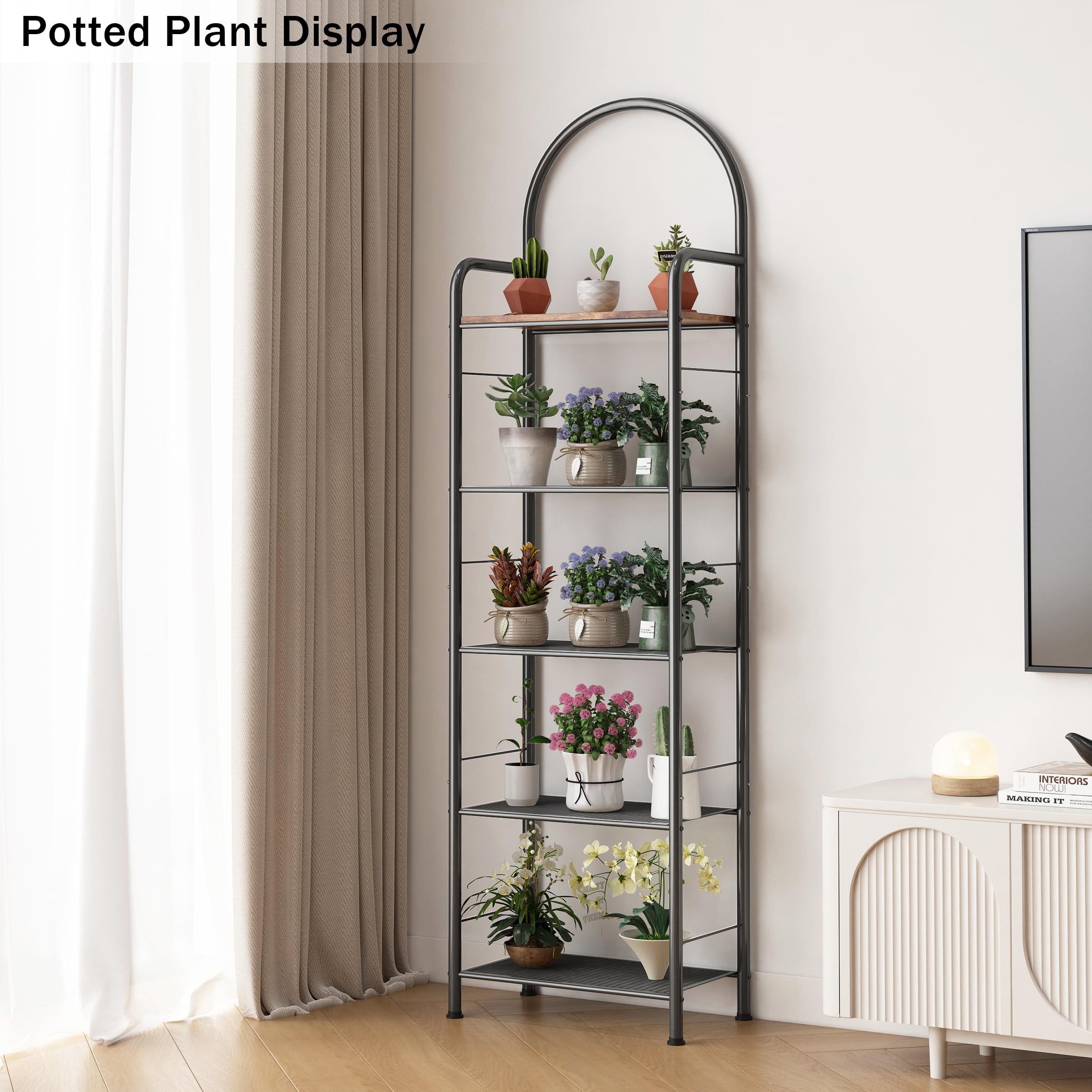 COVAOQD Book Shelf 5 Tier Slim Bookshelf Standing Shelf Slim Shelving Unit for Bedroom, Bathroom, Home Office