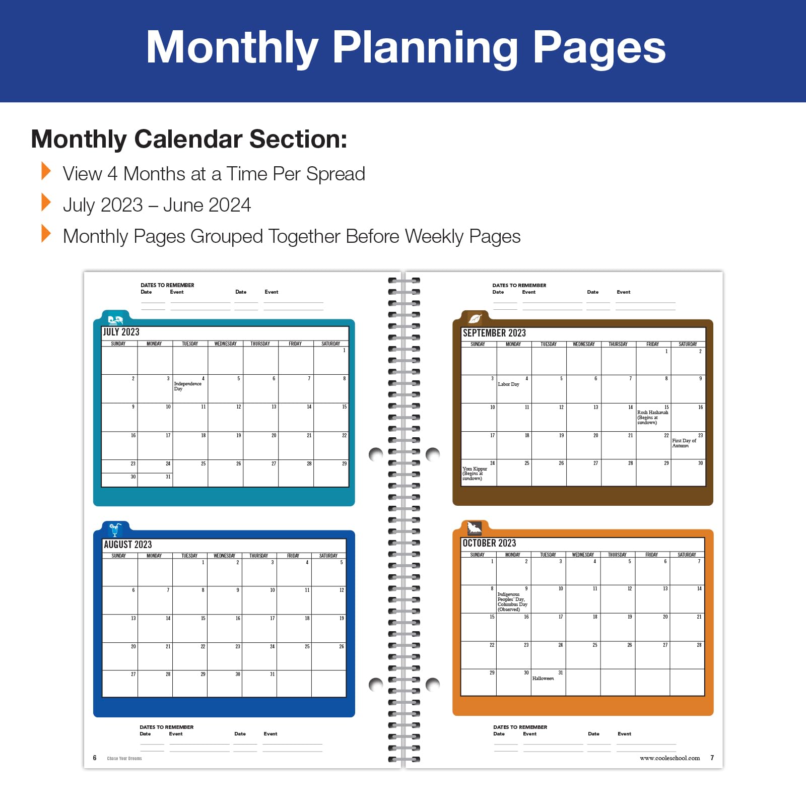 Coole School 2023-2024 Middle/High School Student Planner - 5.5" x 8.5" - Gear Up for The Future - Durable Poly Plastic Cover