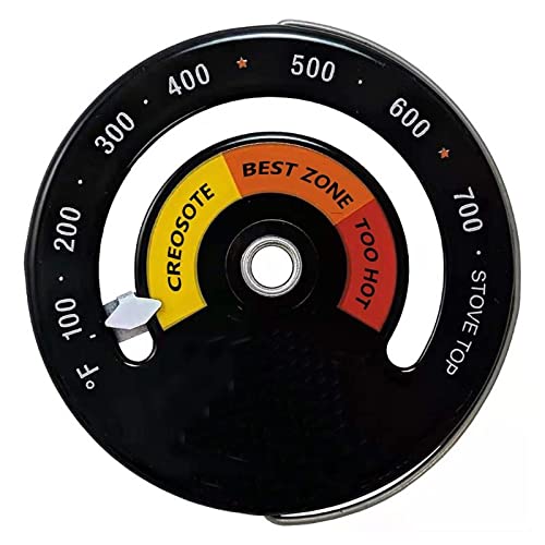 UXZDX CUJUX Magnetic Stove Thermometer Heat Powered Temperature Gauge for Log Stove Burner Fireplace Fan (Color : Black, Size : 63x8.5mm)