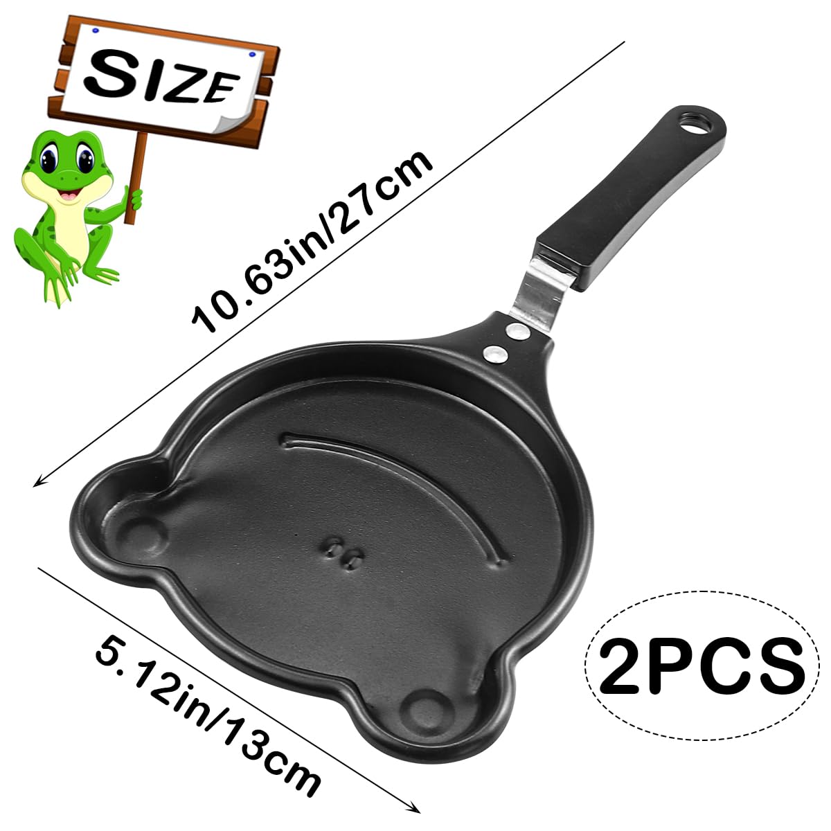 DOERDO 2Pcs Egg Frying Pan NonStick Frog Shaped Mini Omelette Pan Pancake Maker Pan Egg Skillet for Breakfast, Pancake, Plett pan