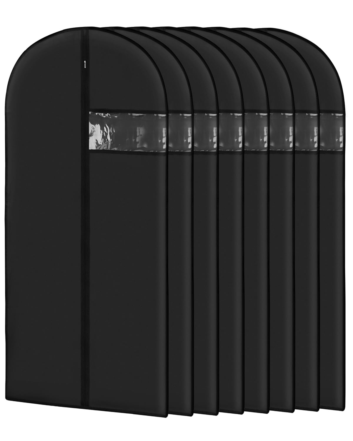 Garment Bags for Hanging Clothes (8 packs,43 inches) Washable Black Suit Bags for Closet Storage and Travel with Clear Window