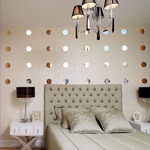 Silver Wall Decal Dots - Round Circle Art Glitter Acrylic Mirror Wall Sticker - DIY 3D Wall Decor Dots Baby Nursery Room Ceiling Bedroom Decoration 100 Decals (3cm)