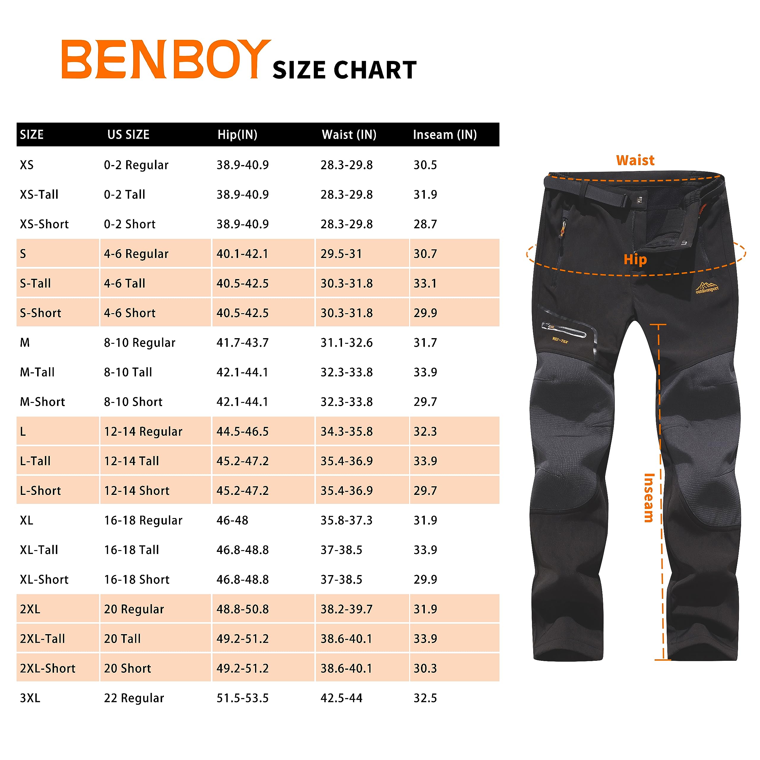 BenBoy Men's Snow Ski Outdoor Waterproof Windproof Fleece Cargo Hiking Pants,AN-SF1602M-Blue-S