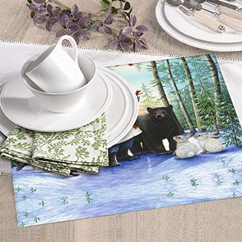 Santa Claus and Animals Printed Drying Mat For Kitchen Ultra Absorbent Microfiber Dishes Drainer Mats Non-Slip Silicone Quick Dry Pad - 18 X 16inch