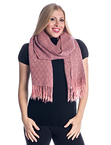 Noble Mount 'Toasty' Warm Soft Premium Winter Scarf - Dot Pattern - Dusty Pink