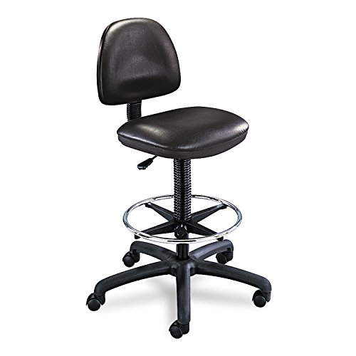 Safco 3406Bl Precision Extended Height Swivel Stool W/Adjustable Footring Black Vinyl