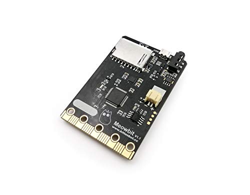 Kittenbot Meowbit Card-Sized Retro Game Computer Codable Console for Microsoft Makecode Arcade & Python Video Game Compatible Micro:bit Expansion Board for Robot Building Without Battery(Blue)