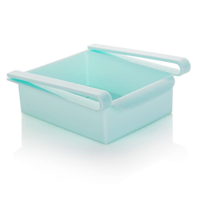 Cyrank Fridge Drawer Organizer, Refrigerator Organizer Bins Fridge Storage Box Shelf Holder Retractable Drawer Type Refrigerator Storage Box[Blue]