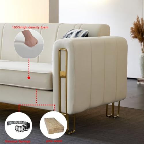 EVERGRATE FURNITURE 85” Sofa Couch for Living Room, Modern 3 Seater Comfy Sofa with Extra Deep Seats,Velvet Fabric Couches for Small Space,Apartment