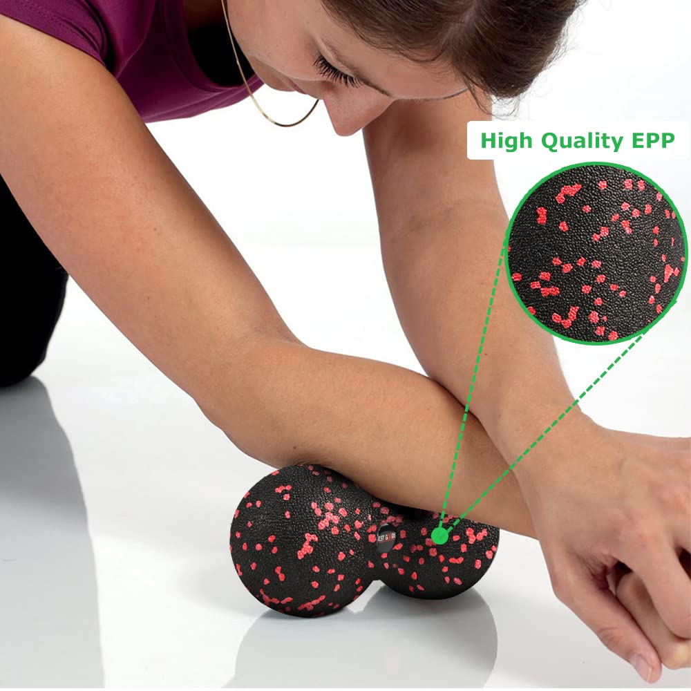 BIGTREE4 in 1 Roller Set-High Density Back Roller, Muscle Roller Stick 2 Foot Fasciitis Ball Stretching Strap Peanut Massage Ball for Whole Body Physical Therapy & Exercise Back Pain Leg Deep Tissue