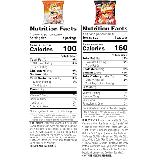 Cheetos Popcorn, Cheddar & Flamin' Hot Variety Pack, 0.625 Ounce (Pack of 40)