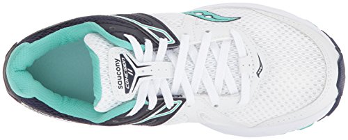 Saucony Women's Cohesion 11 Running Shoe, White/Teal, 8 Medium US