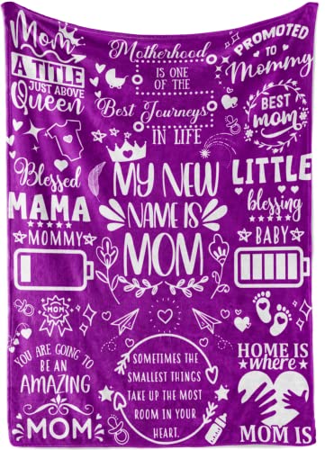InnoBeta New Mom Gifts for Women, Mom to Be Gift Blanket, Pregnancy Gifts for First Time Moms, Gender Reveal Gifts, for New Parents, New Mommy, Flannel Throw Blankets 50"x 65"